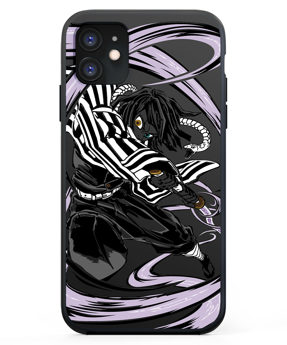 Serpent Hashira - Glossy Black Phone Case - Demon Slayer Anime Case